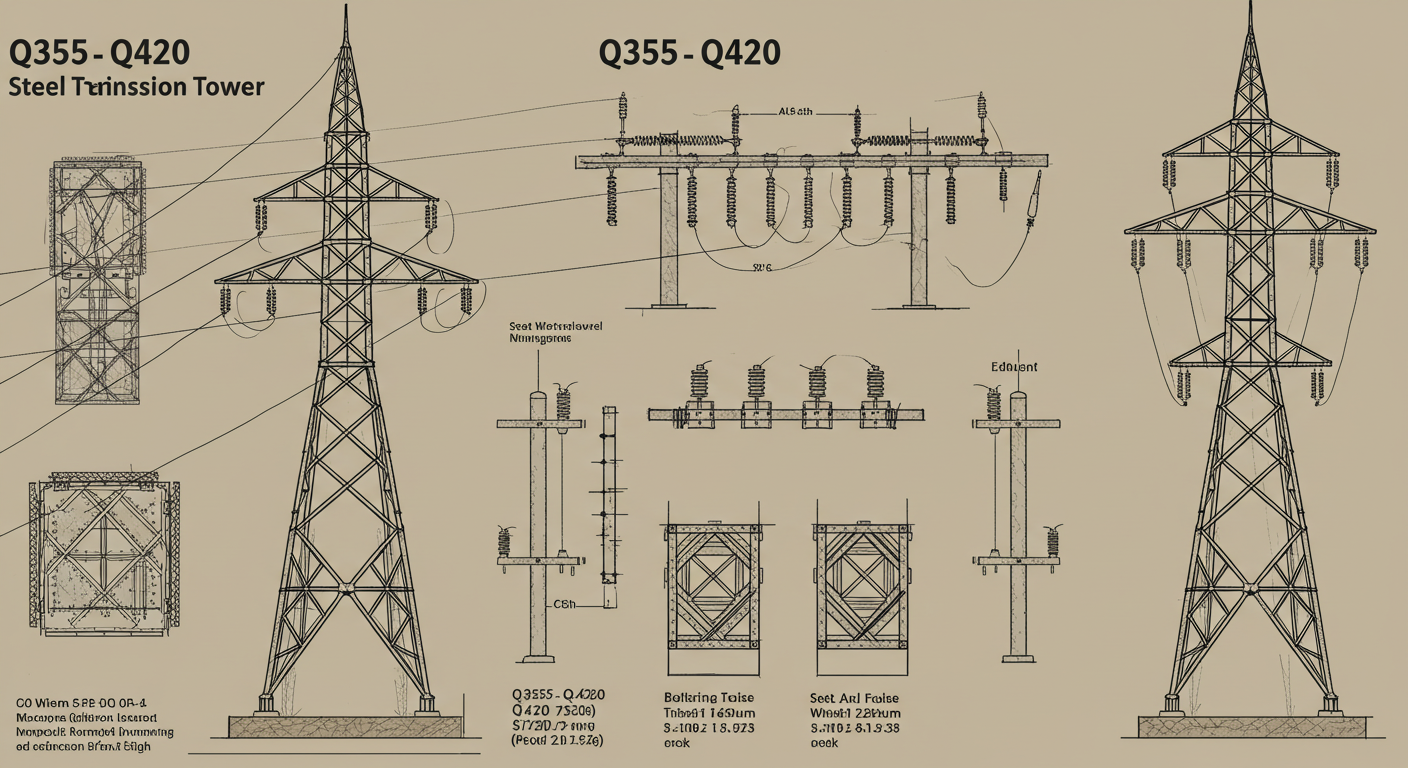 Q355 Q420 Steel Tower for Transmission Line
