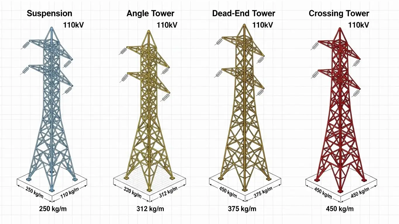 Transmission Tower Weight Per Meter: 100-800kg/m Guide 2026